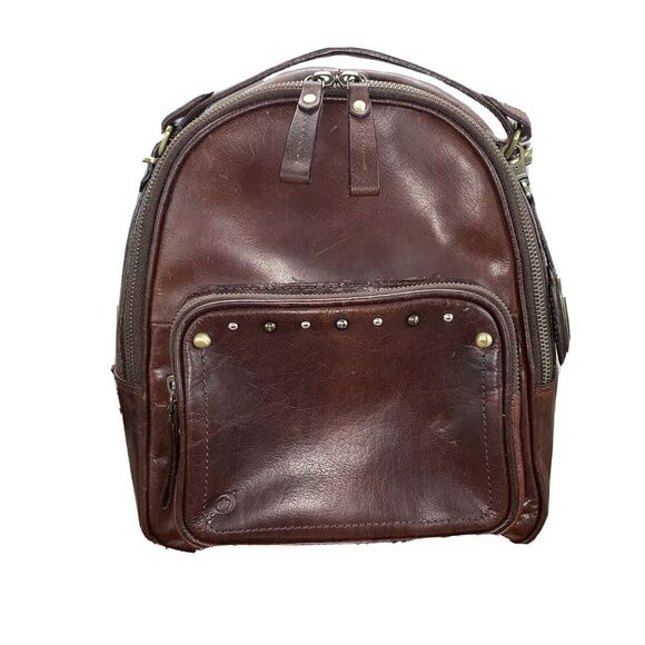 Born | Bags | Born Metro Backpack Brown Leather Metal Studs Top Handle ...